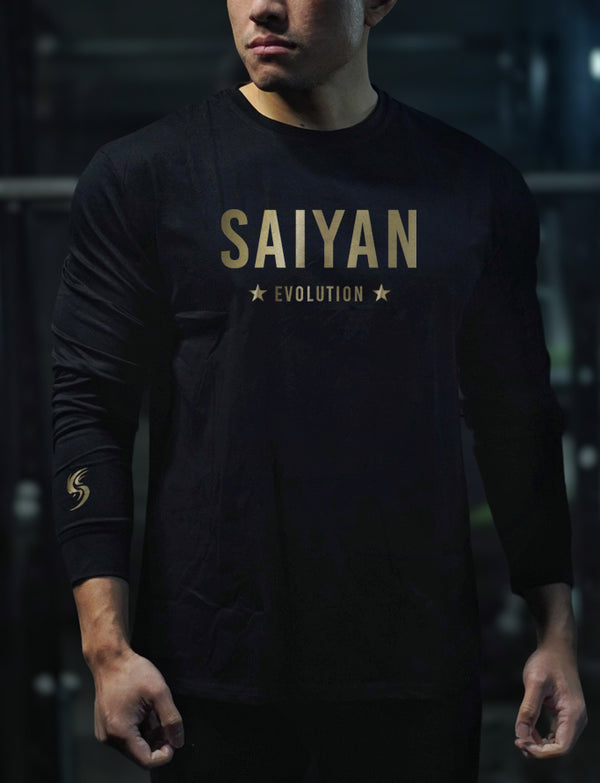 Saiyan Long Sleeve Shirt - Black/Gold - Saiyan Evolution